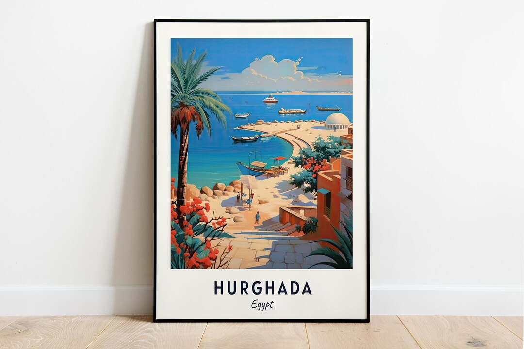 Red Sea Riviera Travel Print Wall Art, Hurghada - Egypt City Print, Red ...