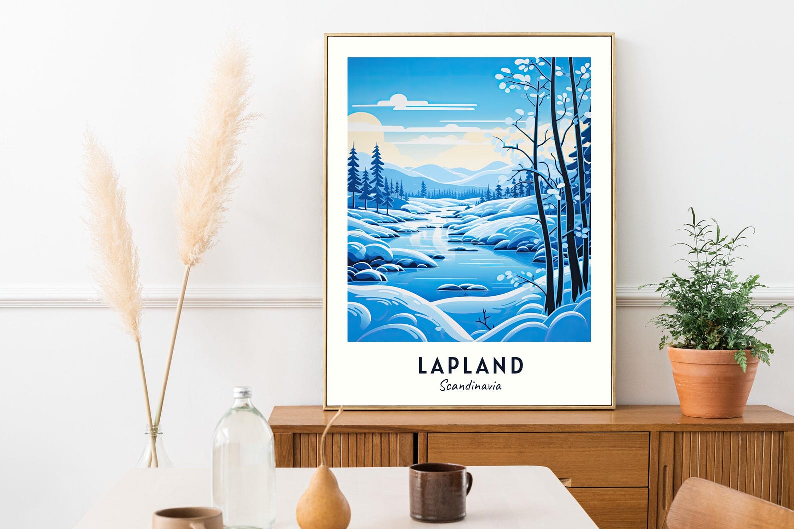 Lapland Travel Poster Lapland Scandinavia Wall Art Scandinavia Print ...