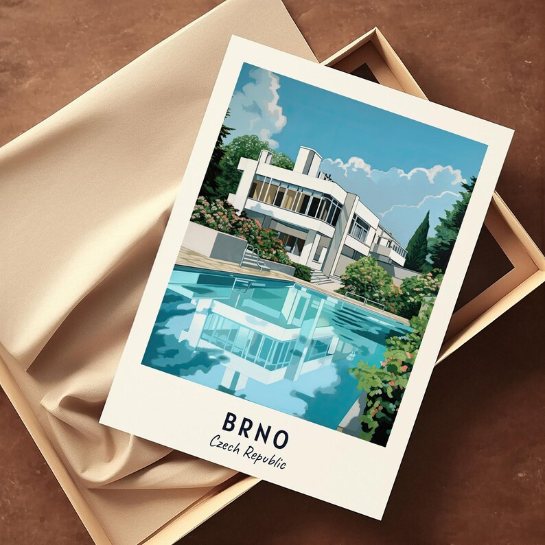 Brno Travel Poster Villa Tugendhat Wall Art Czech Republic Print ...
