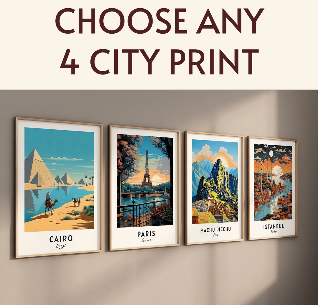 Custom Set of 4 City Prints, Personalized Wall Art, Digital Download ...