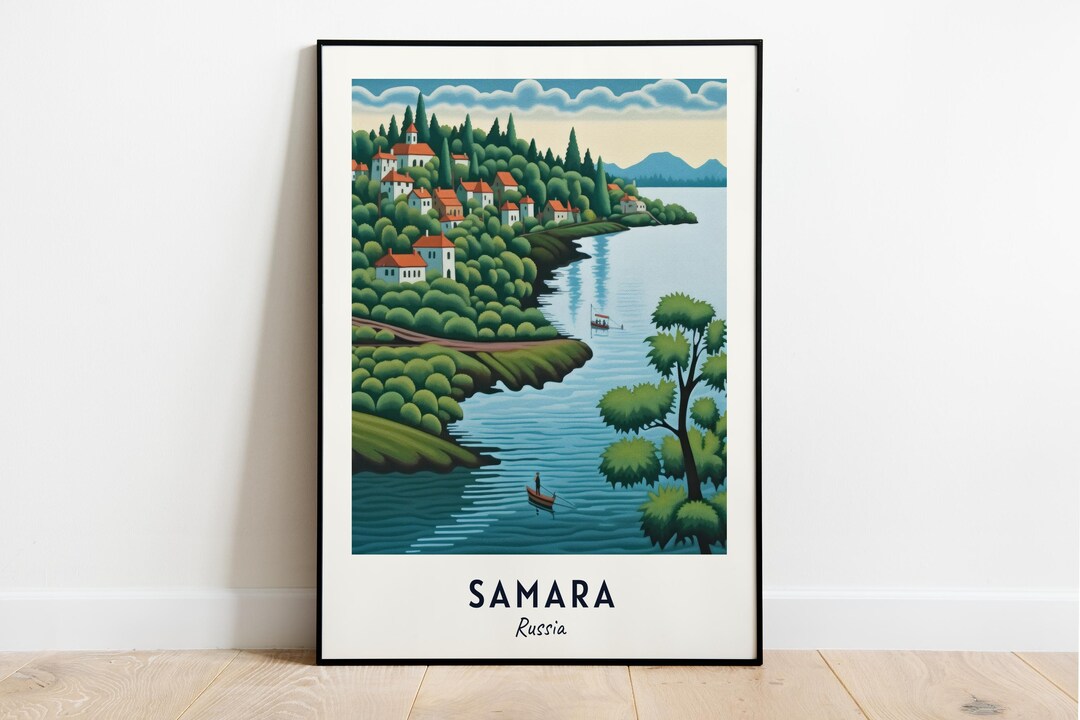Samara Travel Poster Volga River Embankment Wall Art Russia Print ...