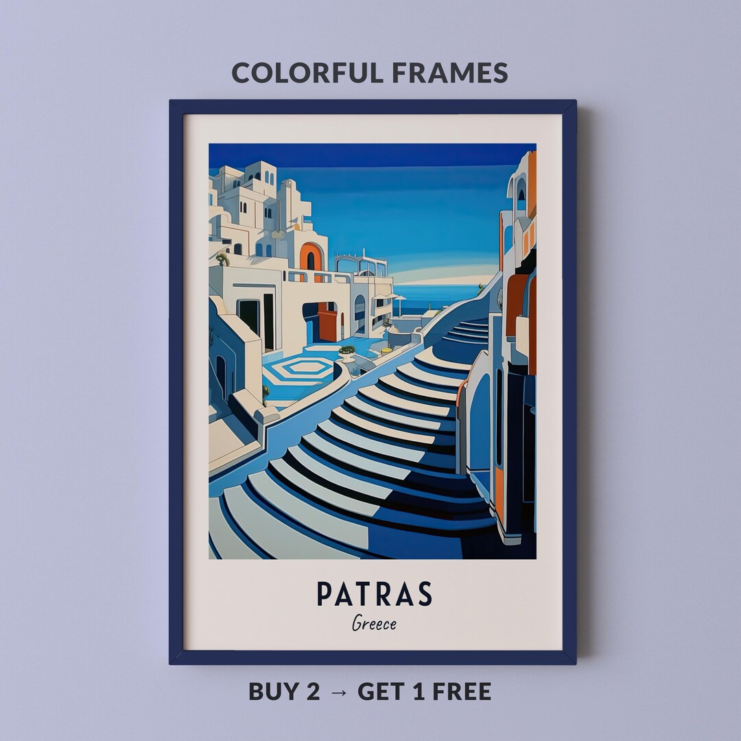 Patras Travel Poster Patras Roman Odeon Wall Art Greece Print Cityscape ...