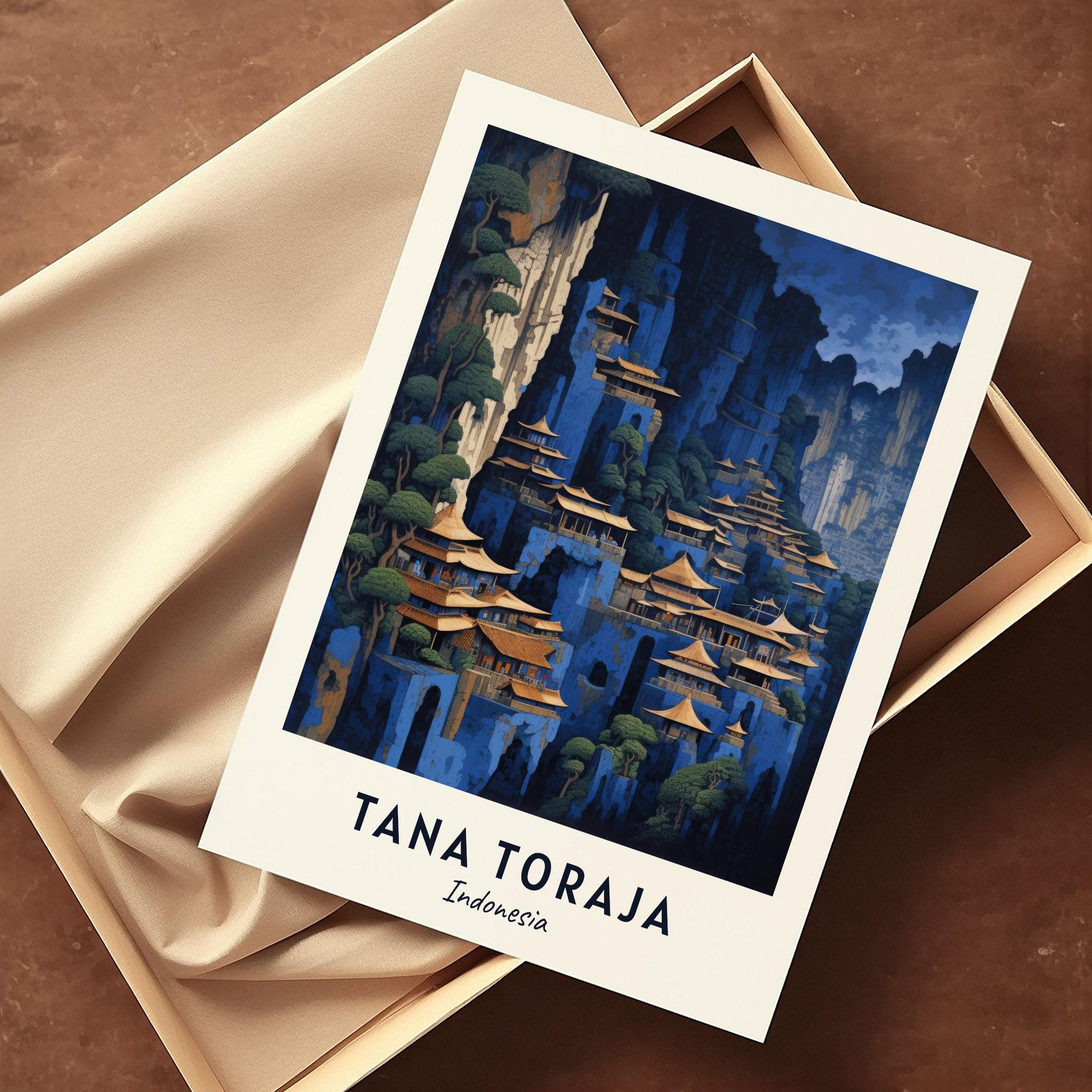 Tana Toraja Travel Poster Londa Burial Caves Wall Art Indonesia Print ...