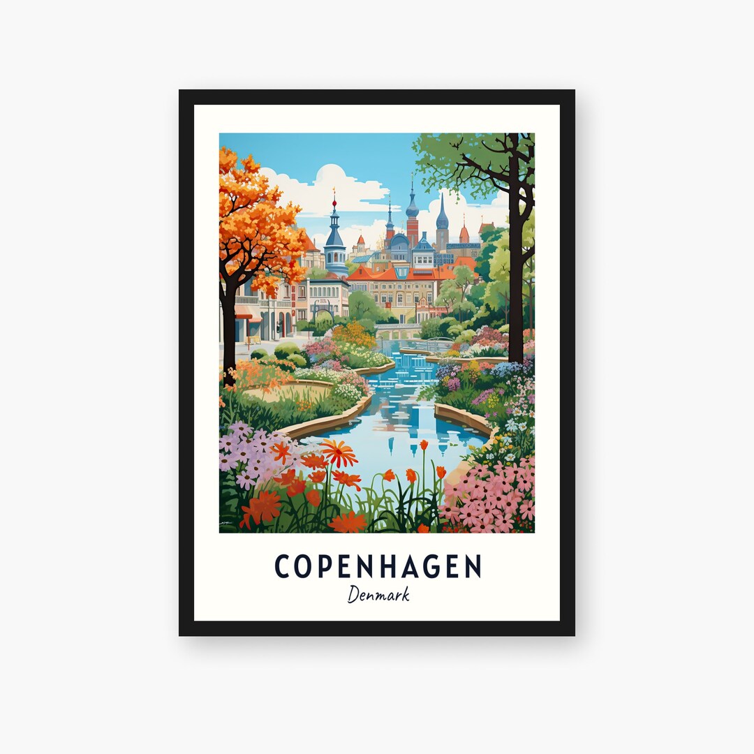 Copenhagen City Print, Copenhagen Travel Poster, Denmark Travel Gift ...