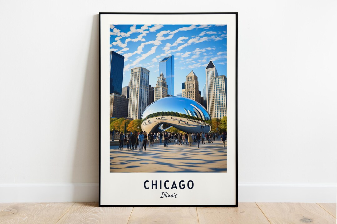 Chicago Travel Print Wall Art, Chicago - Illinois City Print, Chicago ...