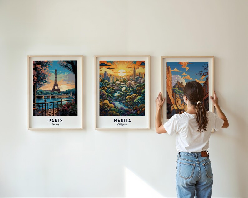 Manila Travel Poster Rizal Park Wall Art Philippines Print Cityscape ...