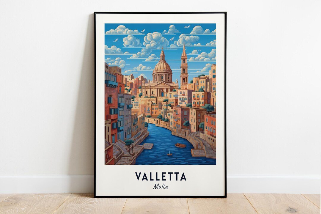 Valletta Travel Poster St. John's Co-cathedral Wall Art Malta Print ...