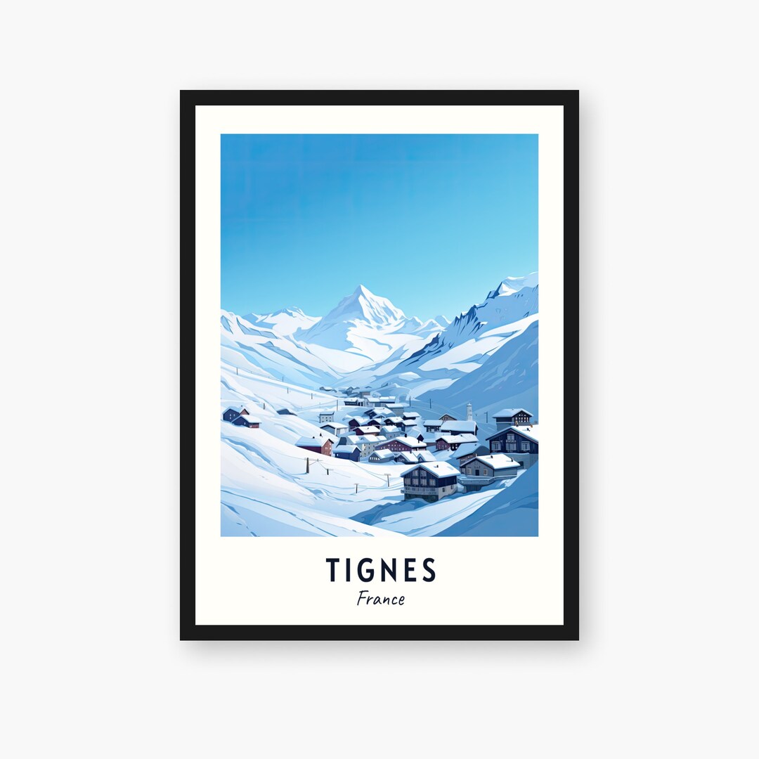 Tignes Travel Print, Tignes Ski Poster, France Ski Poster, Tignes ...