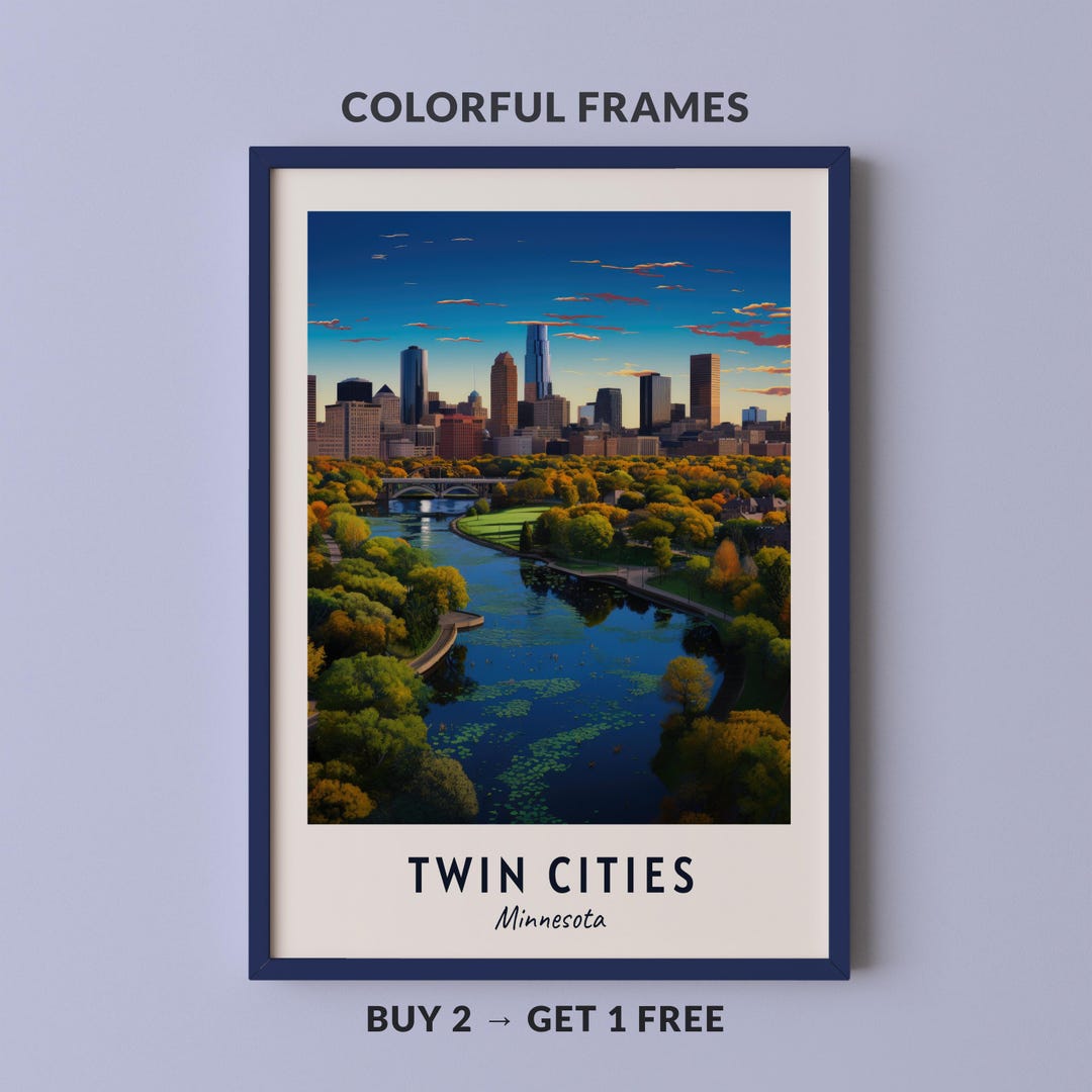 Twin Cities Travel Poster Minnesota Print Wall Art City Print Cityscape ...