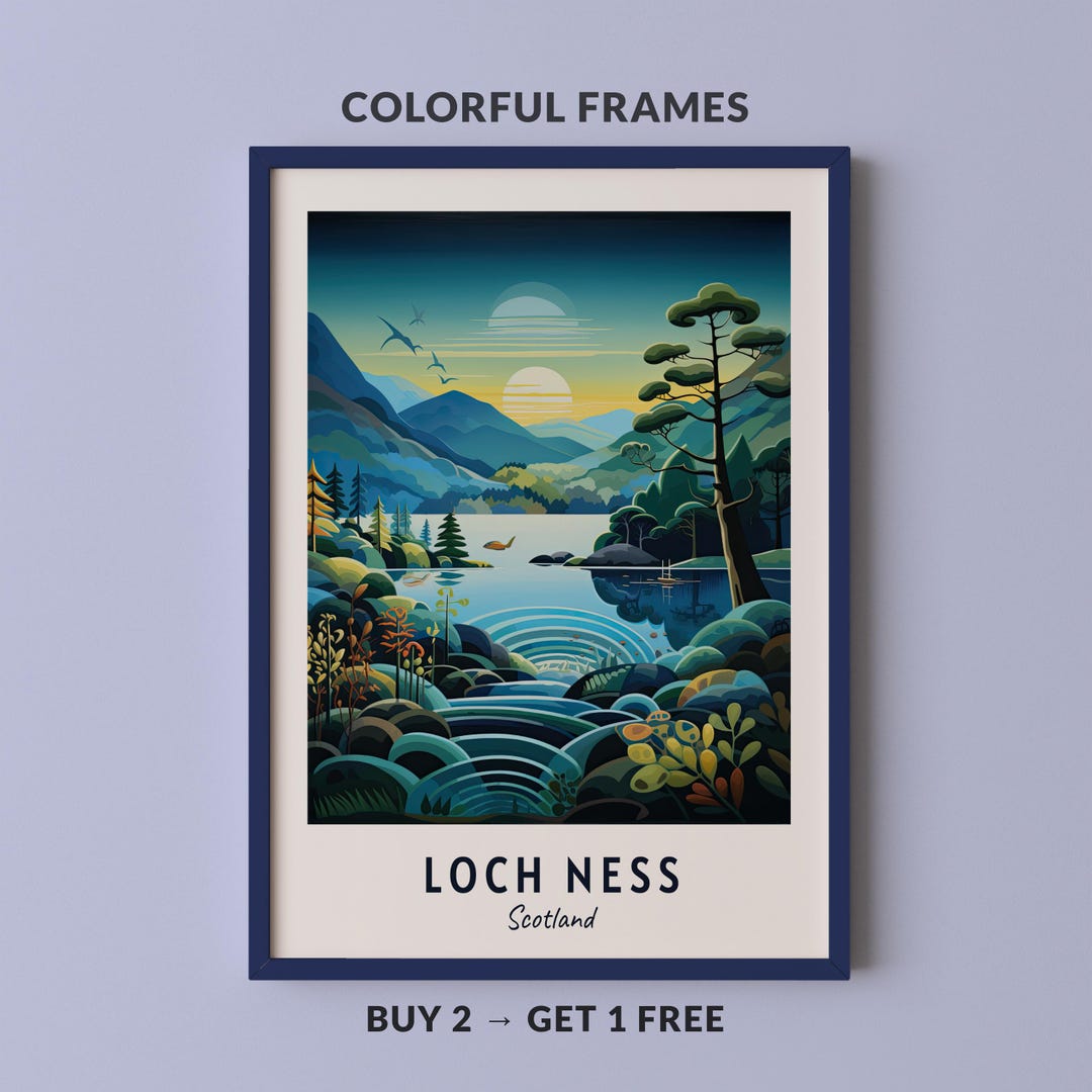 Loch Ness Travel Poster Scotland Print Wall Art City Print Cityscape ...