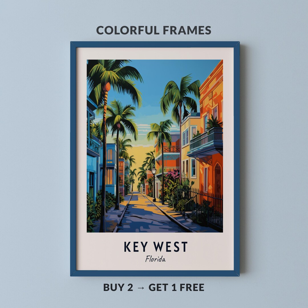 Key West Travel Poster Florida Print Wall Art City Print Cityscape ...