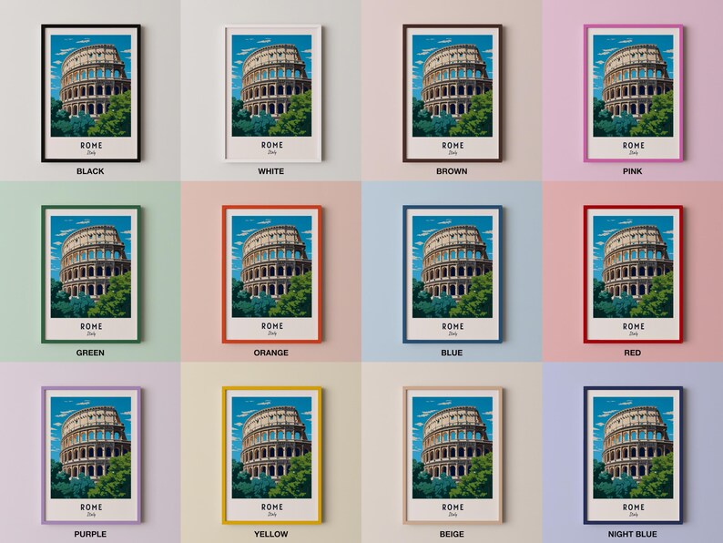 Rome Travel Poster Italy Print Wall Art City Print Cityscape Artwork ...