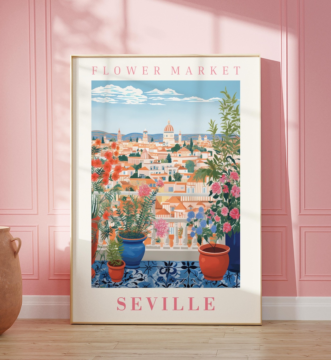 Seville Flower Market Poster: Spain Travel Print, Botanical Wall Art - Etsy