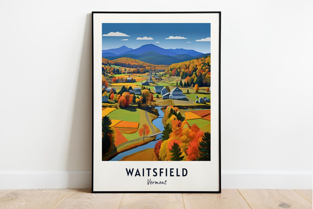 Waitsfield Travel Print Wall Art, Waitsfield Vermont City Print ...