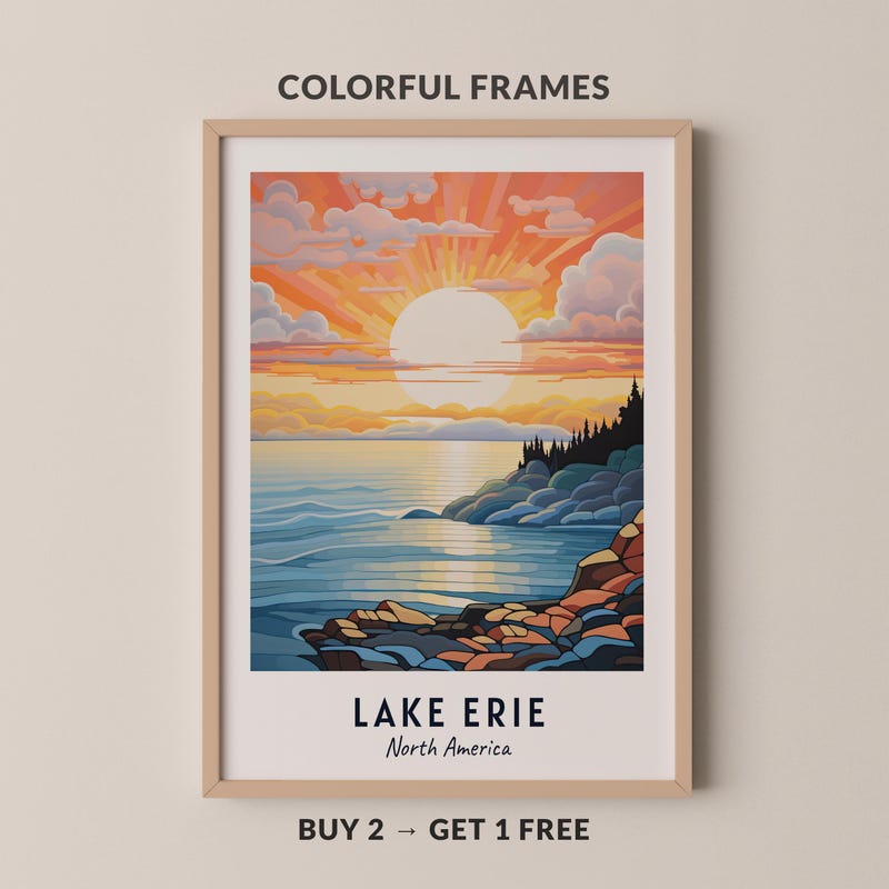 Travel Poster Lake Erie - Etsy