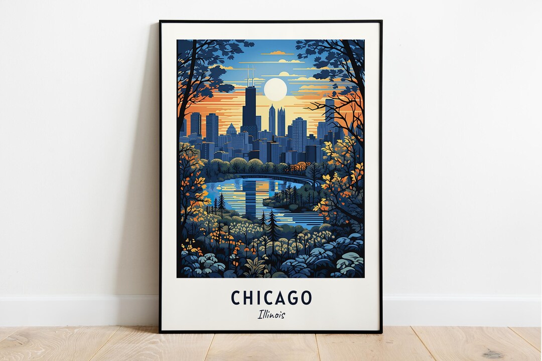 Chicago Travel Print Wall Art, Chicago - Illinois City Print, Chicago ...