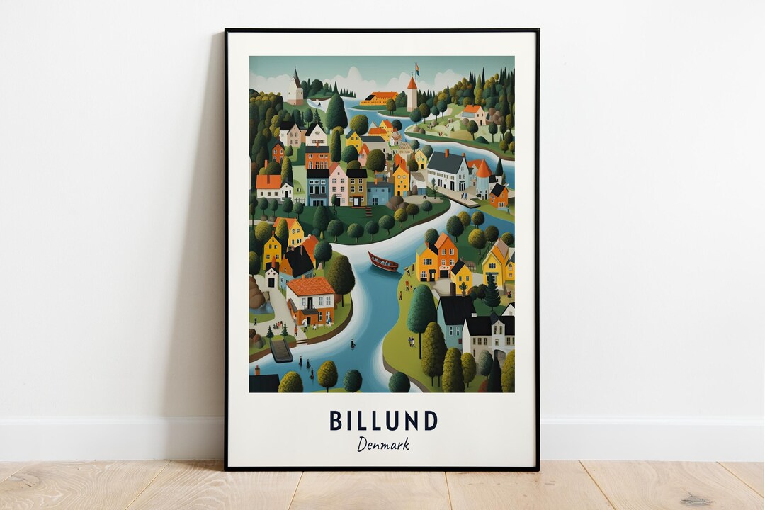 Billund Travel Poster Legoland Billund Wall Art Denmark Print Cityscape ...