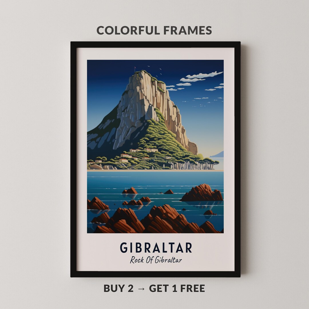 Gibraltar Travel Poster Gibraltar Rock of Gibraltar Wall Art Rock of ...