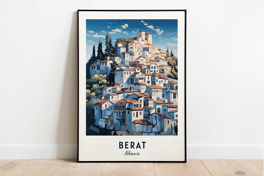 Berat Travel Poster Berat Castle (unesco World Heritage Site) Wall Art ...