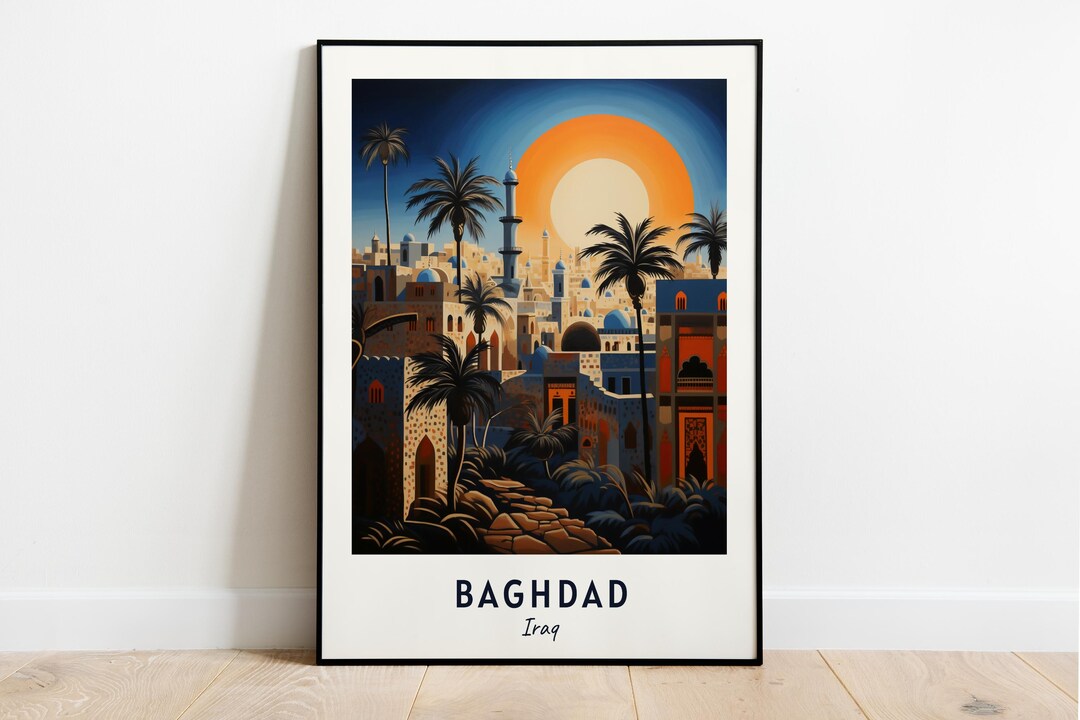 Baghdad Travel Poster Iraq Print Wall Art City Print Cityscape Artwork ...