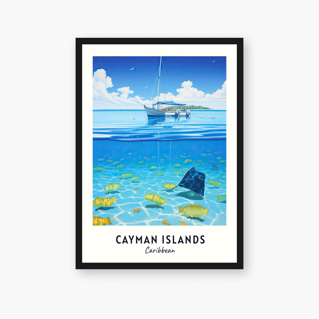 Cayman Islands Travel Print, Cayman Islands Caribbean Travel Gift ...