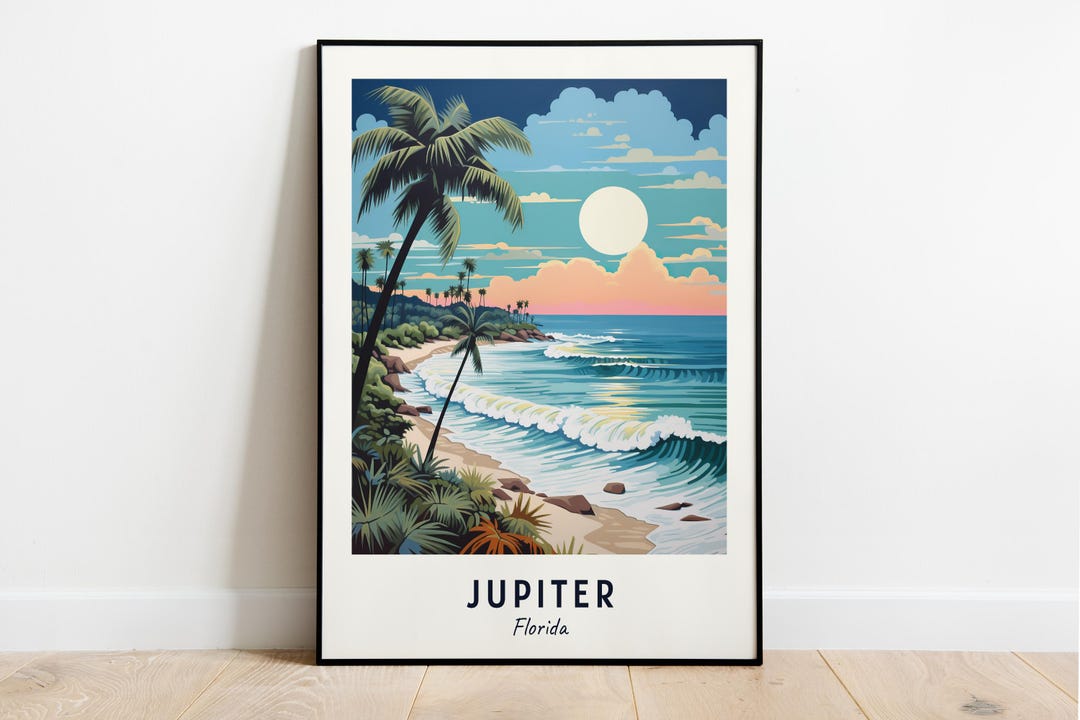Jupiter Travel Poster Florida Print Wall Art City Print Cityscape ...