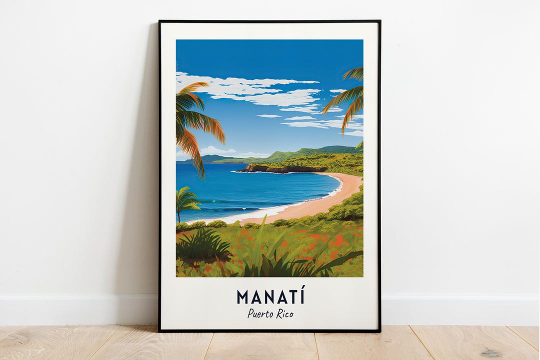 Manatí Travel Poster Puerto Rico Print Wall Art City Print Cityscape ...