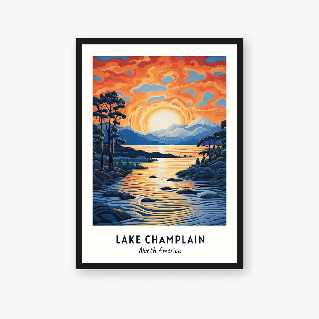Lake Champlain, North America Travel Print Wall Art, Lake Champlain ...