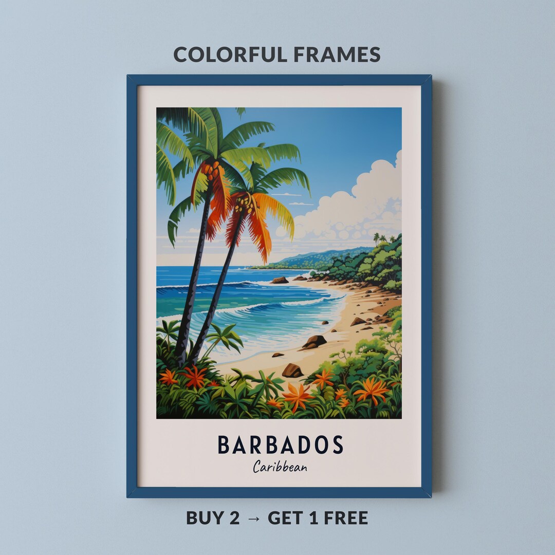 Barbados Travel Poster Caribbean Print Wall Art City Print Cityscape ...