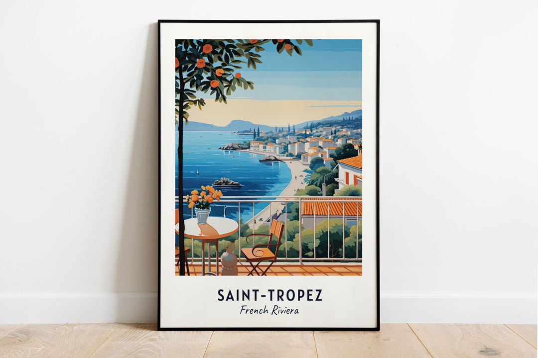 Saint-tropez Travel Poster Saint-tropez French Riviera Wall Art French Riviera Print Cityscape ...