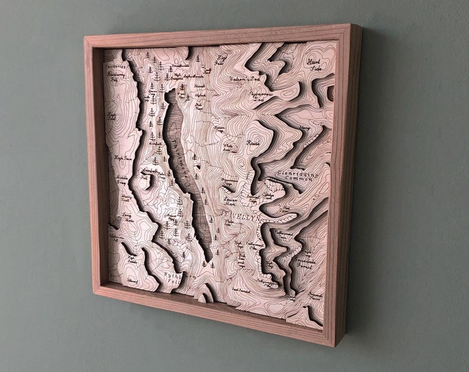 3d Laser Cut Topographic Map Of Okanagan Lake - Map