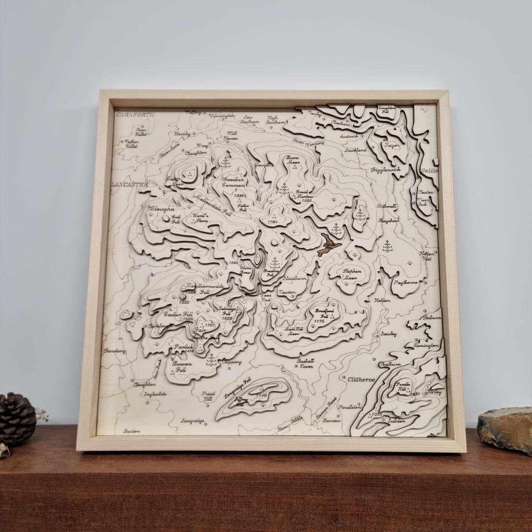 Forest of Bowland 3D Wooden Engraved Map - Personalized Wall Art - Etsy UK