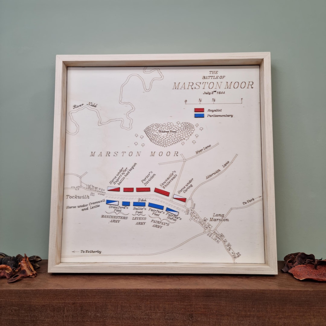 Marston Moor Battle Map: 1644 English Civil War, 3D Engraved Wood - Etsy