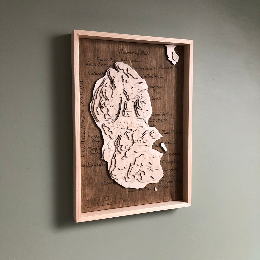 Isle of Arran / Wooden Topographic Map / Lamlash / Goat Fell / - Etsy