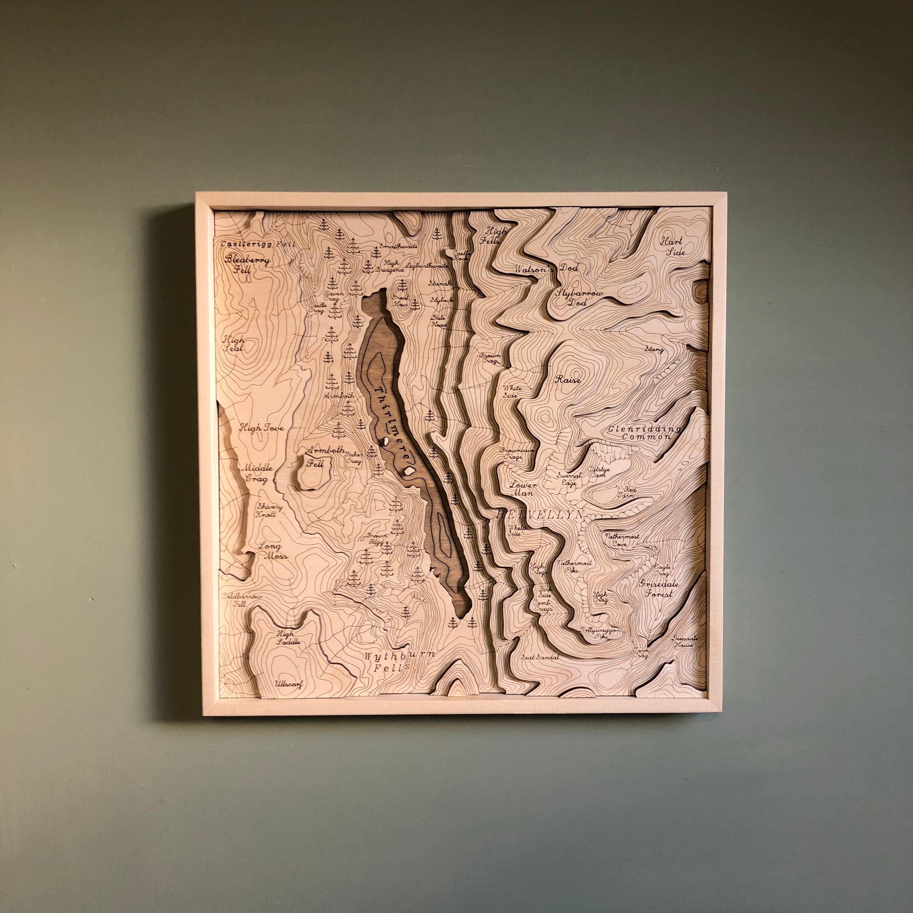 Helvellyn & Thirlmere / Topographic Map / Striding Edge / | Etsy