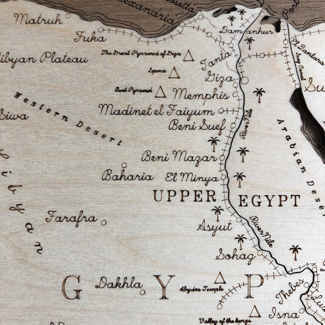 Egypt Wooden Antique Style Handmade Map of Engraved Landmarks - Etsy