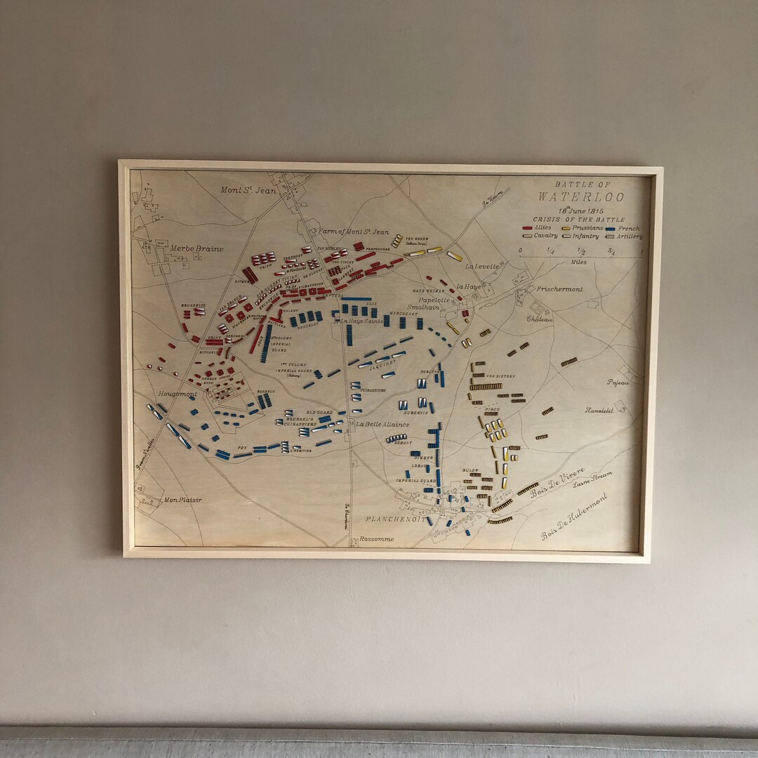 The Battle of Waterloo / Wooden Battle Map / Napoleonic Wars / Seventh Coalition Armies ...