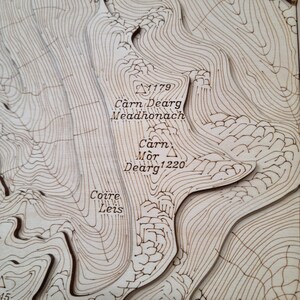 Ben Nevis Scotland 3d Engraved Map Lochaber Carn Dearg Wooden Map Coire ...