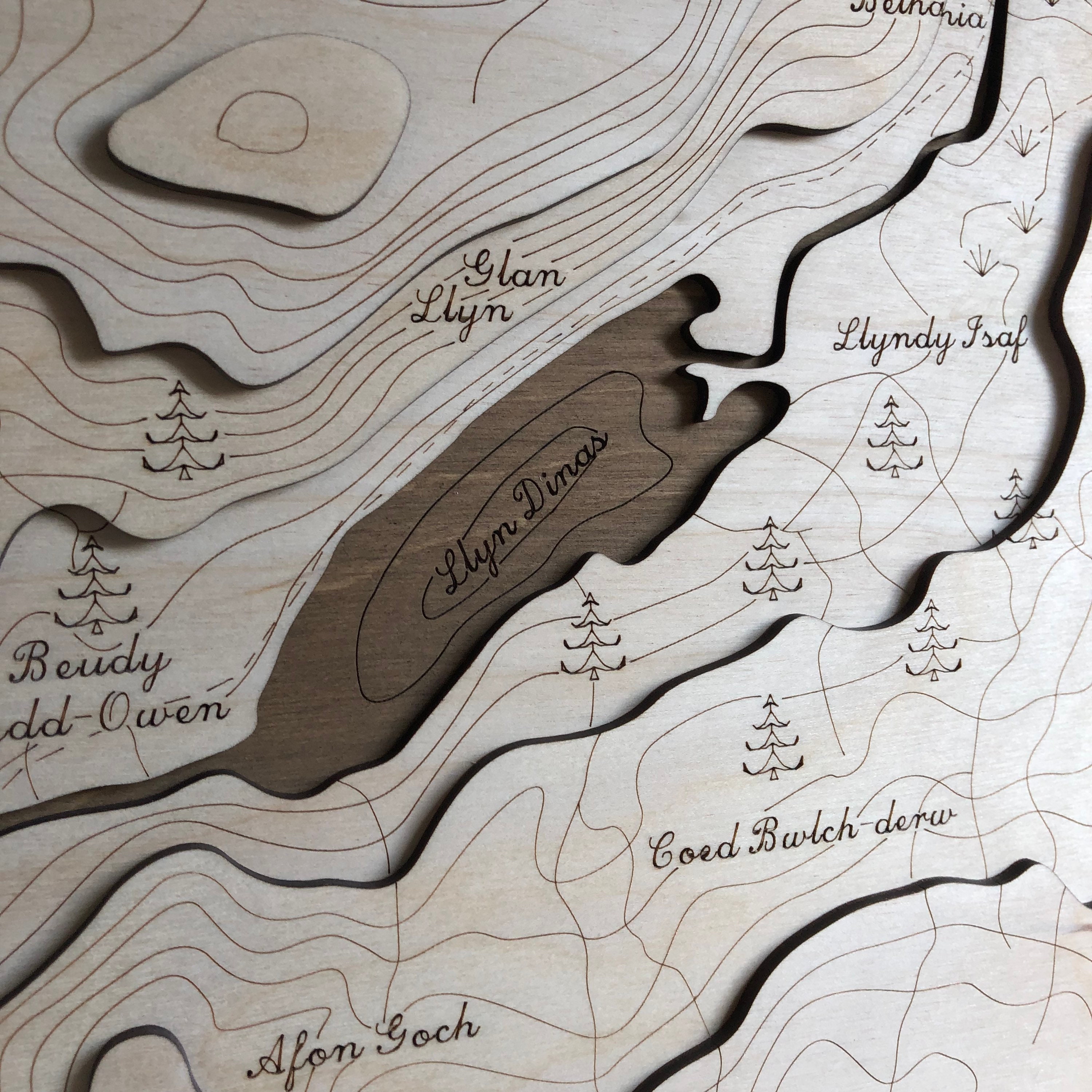 Llyn Dinas Wooden Topographic Map / North Wales / Beddgelert / - Etsy UK