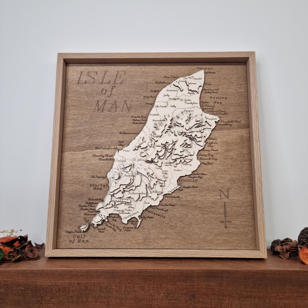 Isle of Man Wooden 3D Map: Engraved Topographic Art, Personalized ...