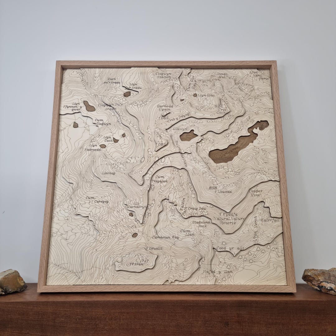 Snowdon Wales Wooden 3D Engraved Map - Personalized Topographic Art - Etsy