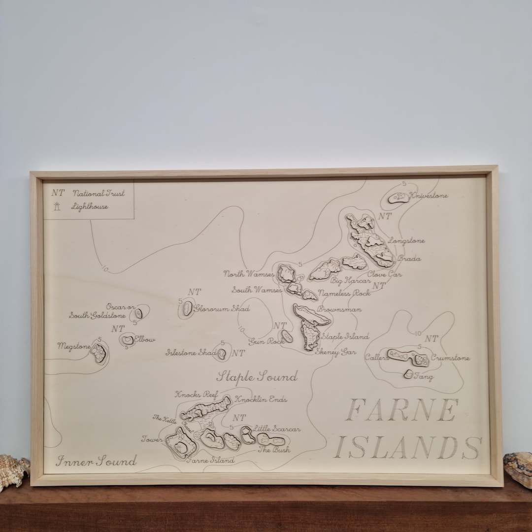 Farne Islands Wood Topographic Map: Personalized Engraved 3D Art - Etsy