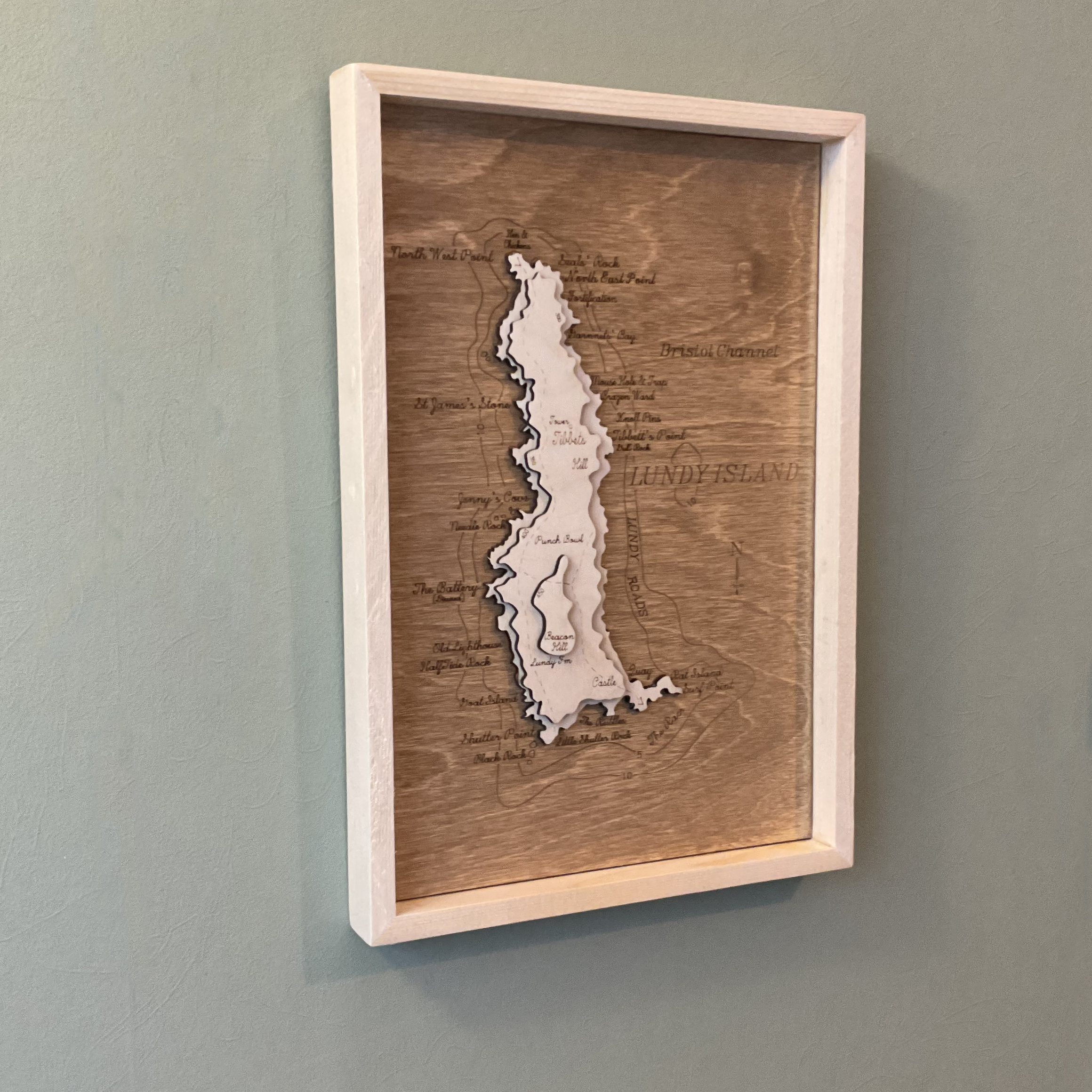 Lundy Island Wooden Topographic Map Bristol Channel Torridge | Etsy