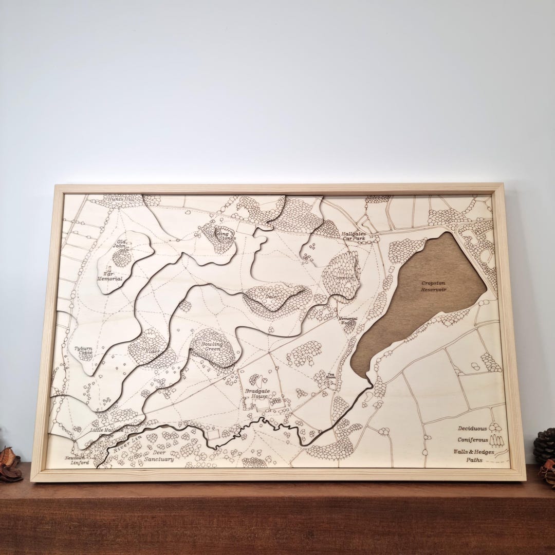 Bradgate Park Wooden 3D Map: Personalized Charnwood Forest Art - Etsy