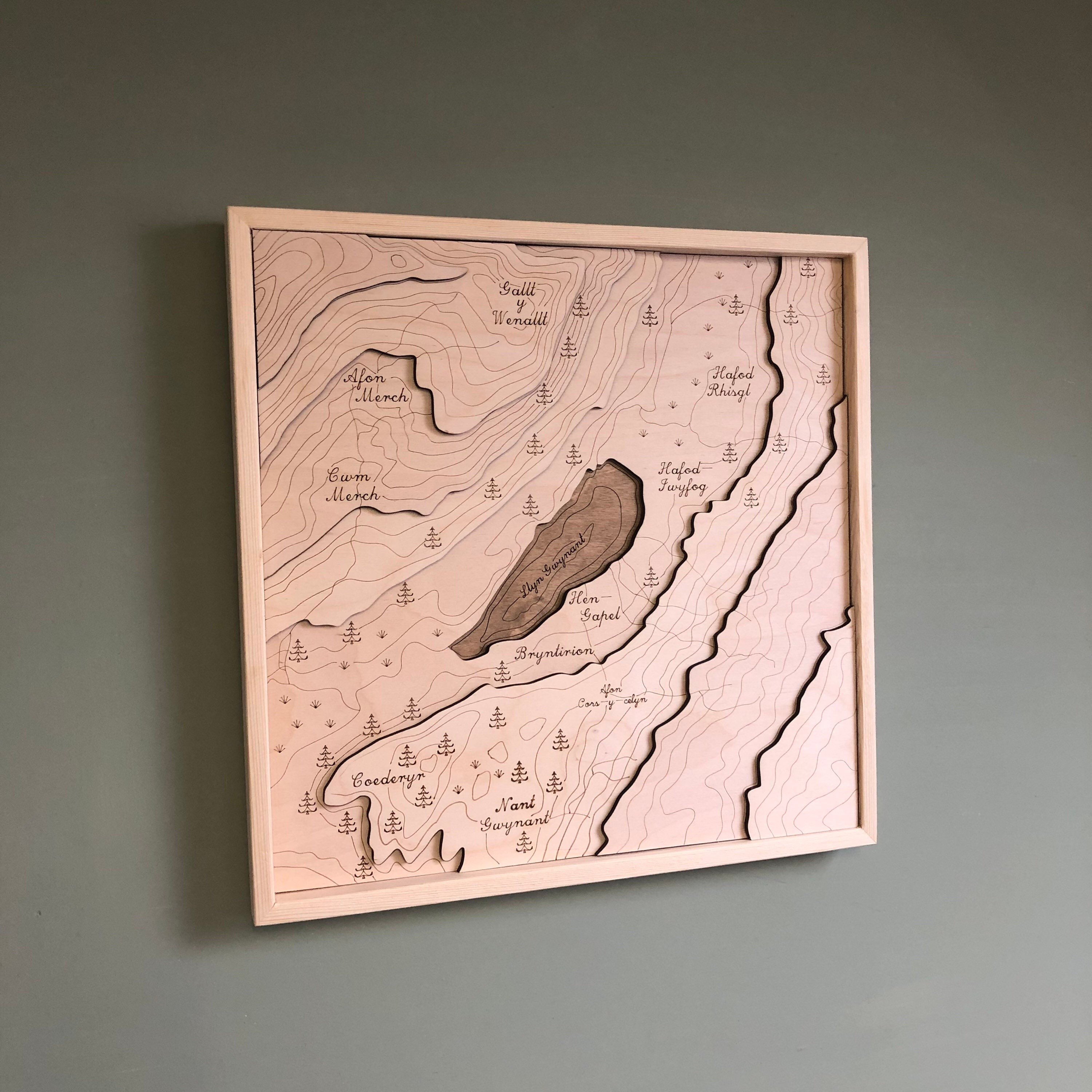 Llyn Gwynant Wooden Topographic Map / Snowdonia / Wales / | Etsy