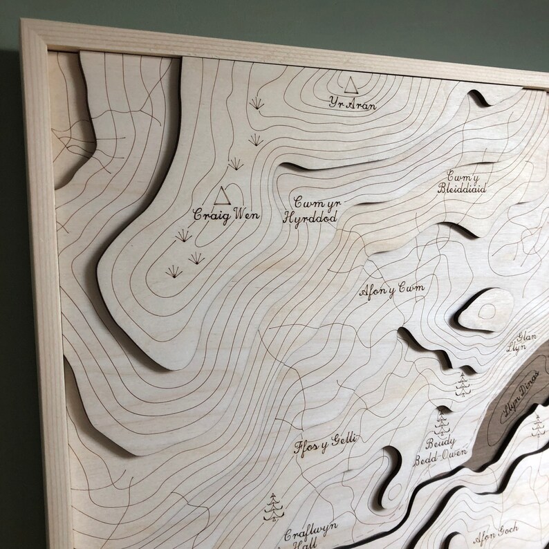 Llyn Dinas Wooden Topographic Map / North Wales / Beddgelert / - Etsy