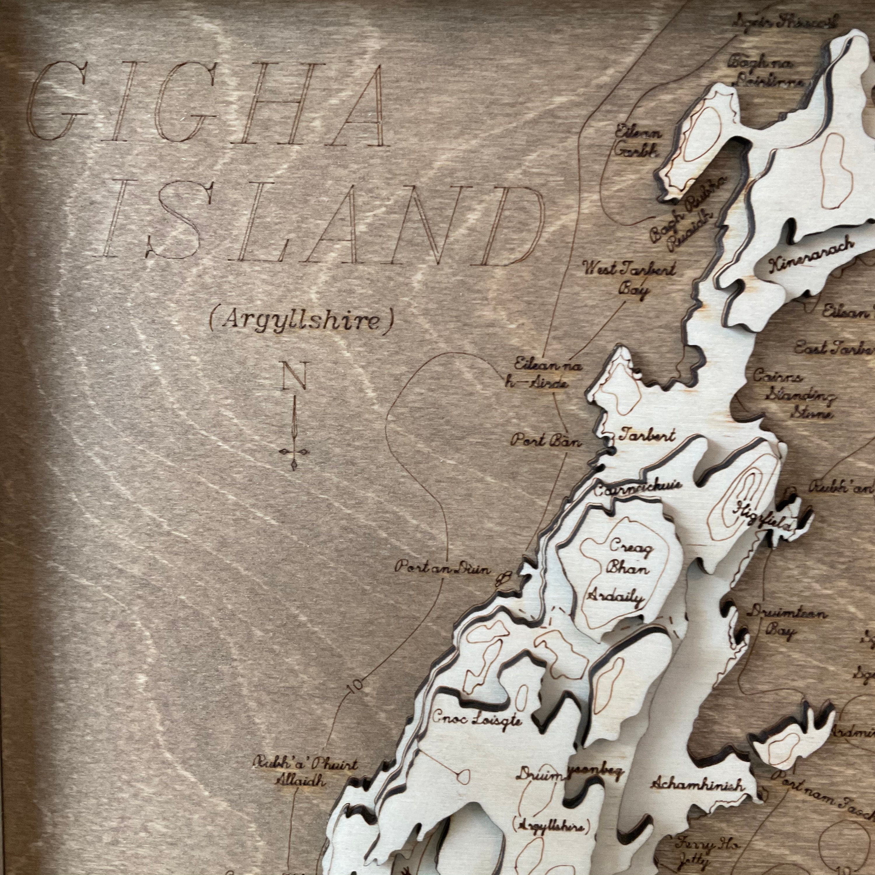 Gigha Island Wooden topographic Map / Scotland / Kintyre | Etsy
