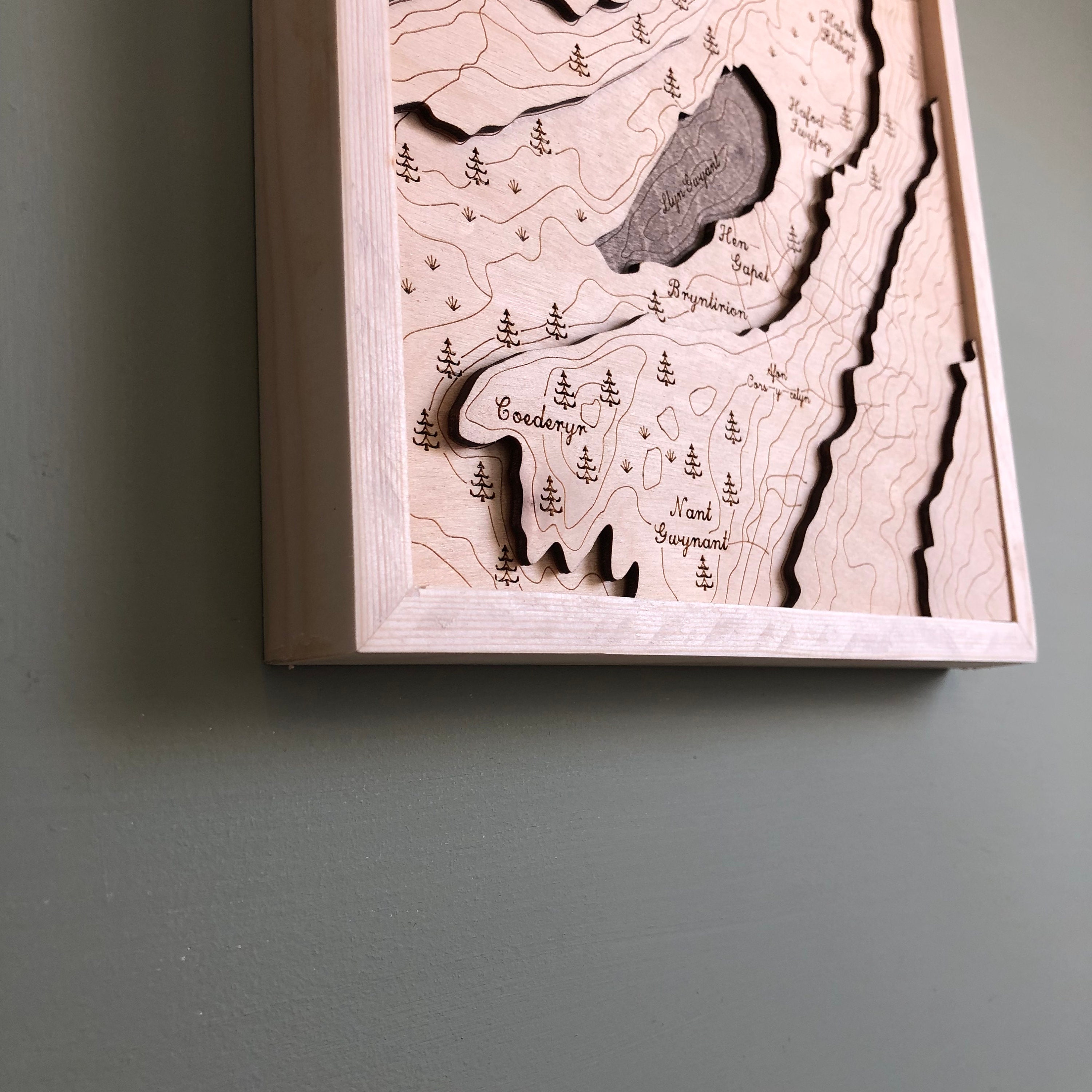 Llyn Gwynant Wooden Topographic map / Snowdonia / Wales / | Etsy