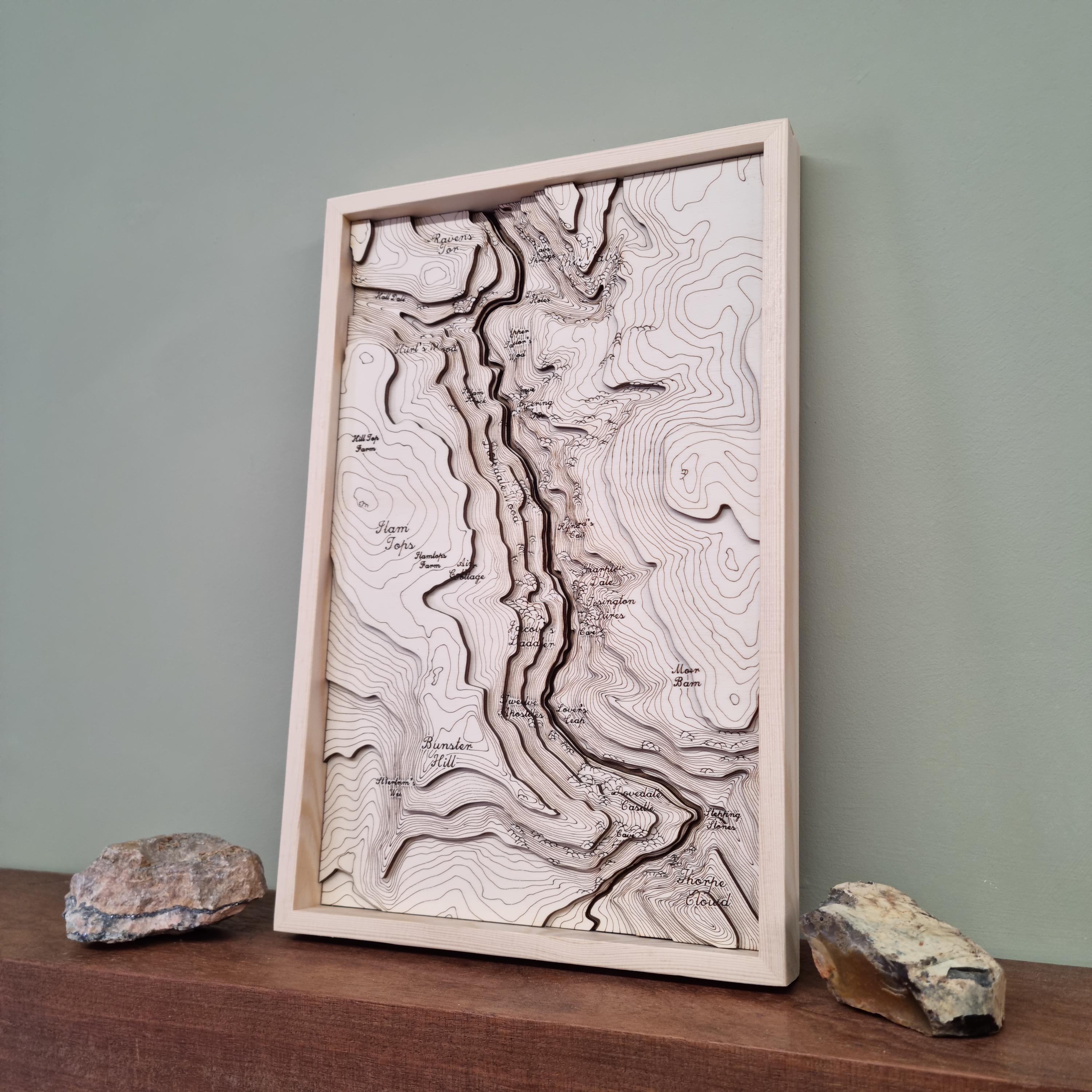 Dovedale Peak District 3D Wooden Map Art - Personalized Topographic ...