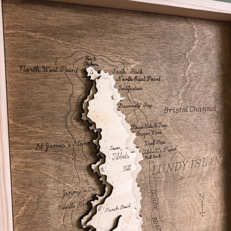 Lundy Island Wooden Topographic Map Bristol Channel Torridge - Etsy